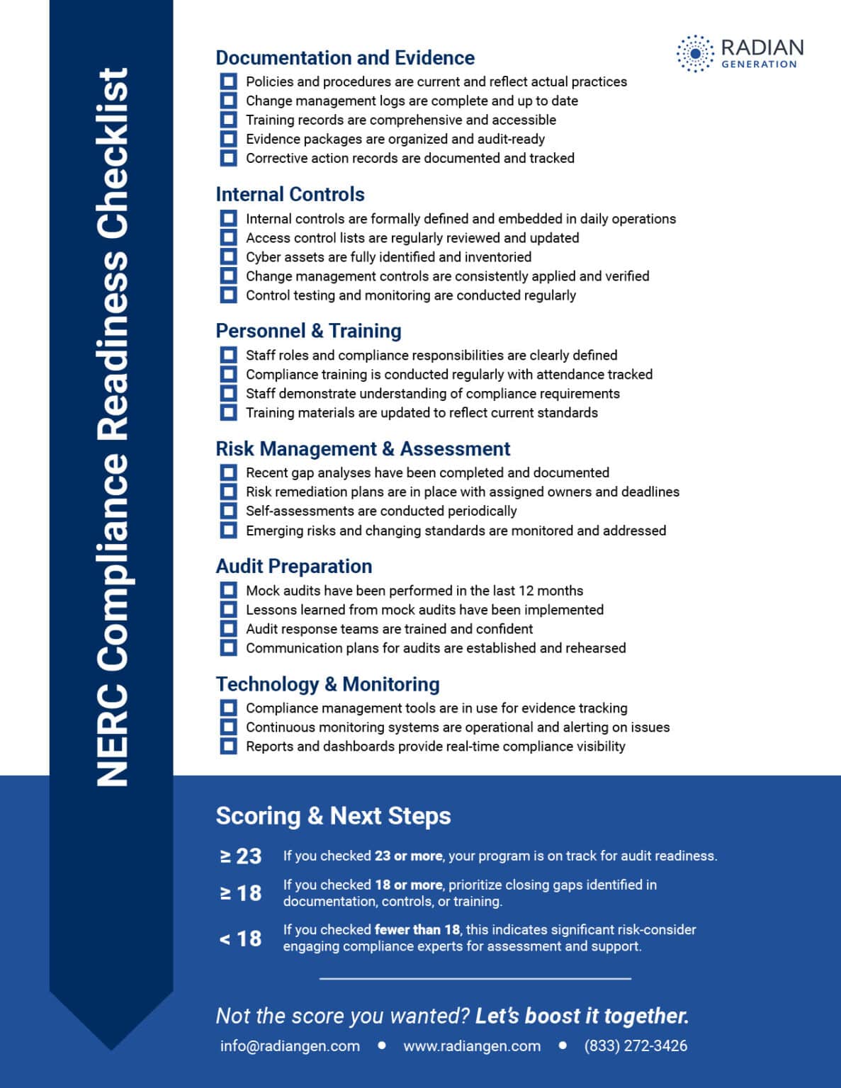 NERC Compliance Readiness Checklist - Download Radian Generation